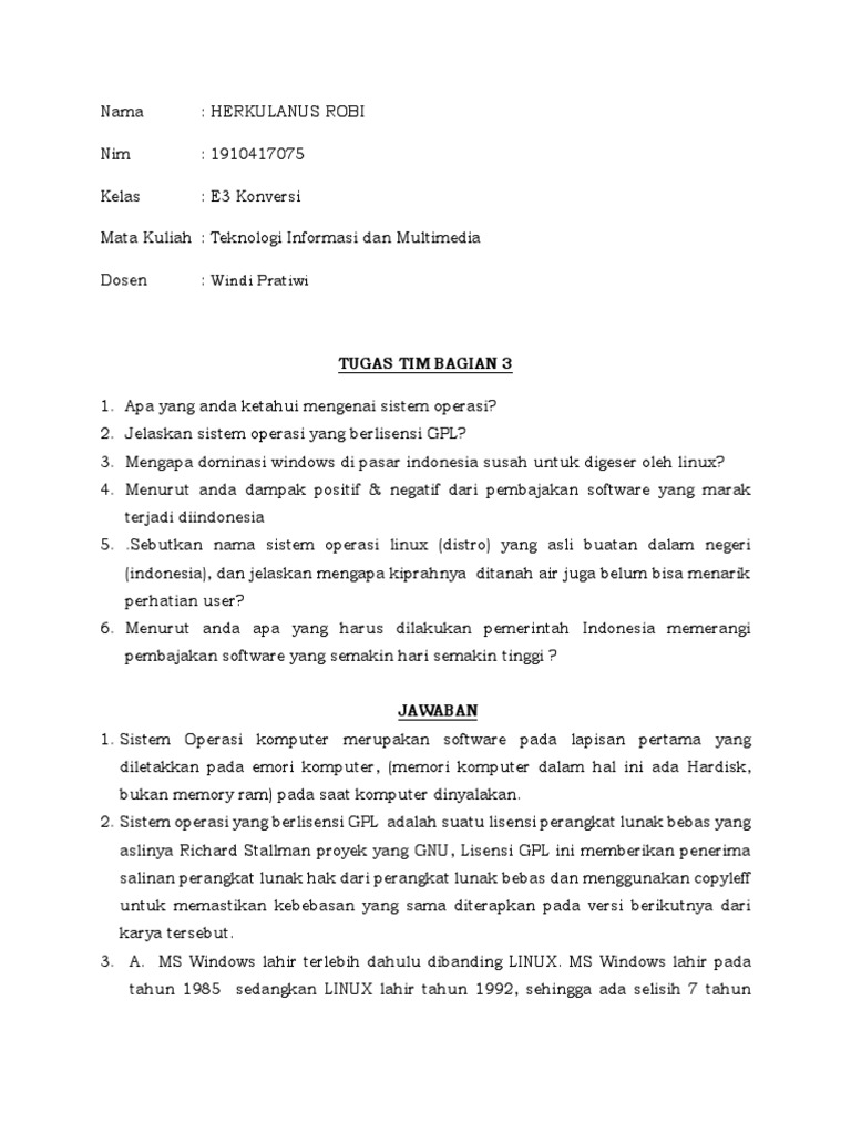 Contoh Tugas Tim Bagian 3 | PDF