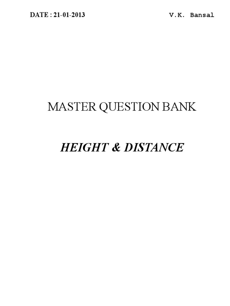 Height & Distance - Single - 1 | PDF | Geometric Measurement | Quantity