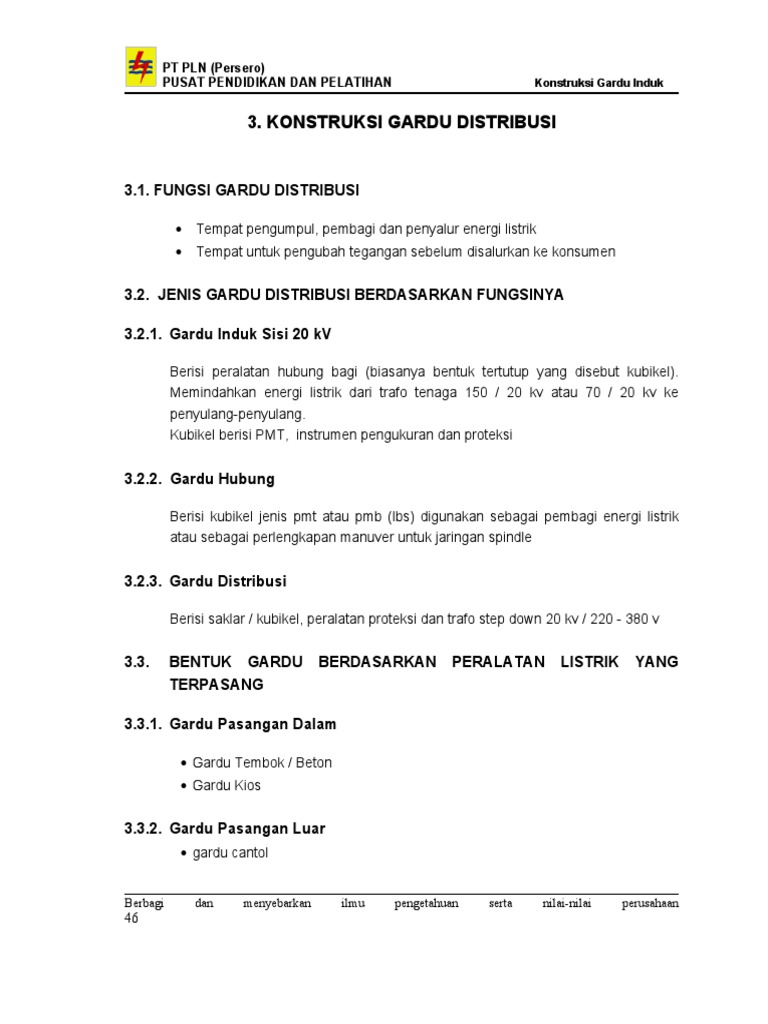 Konstruksi dan Fungsi Gardu Distribusi PLN | PDF
