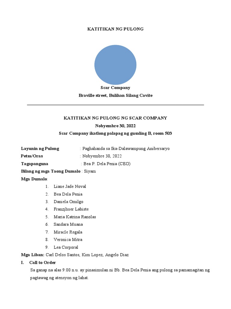 Katitikan NG Pulong | PDF