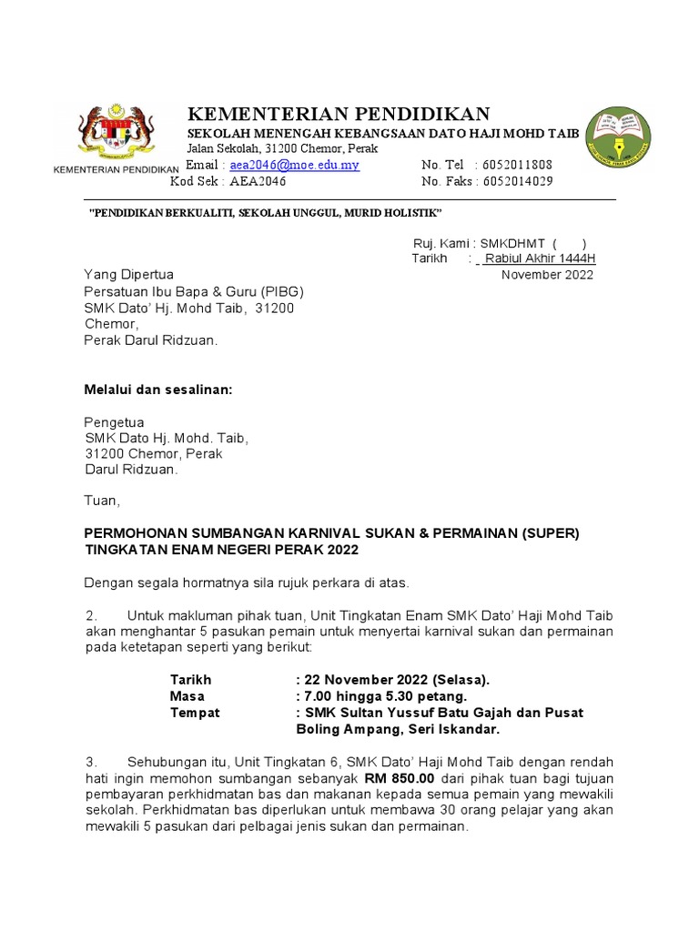 Surat Mohon Sumbangan Pibg | PDF