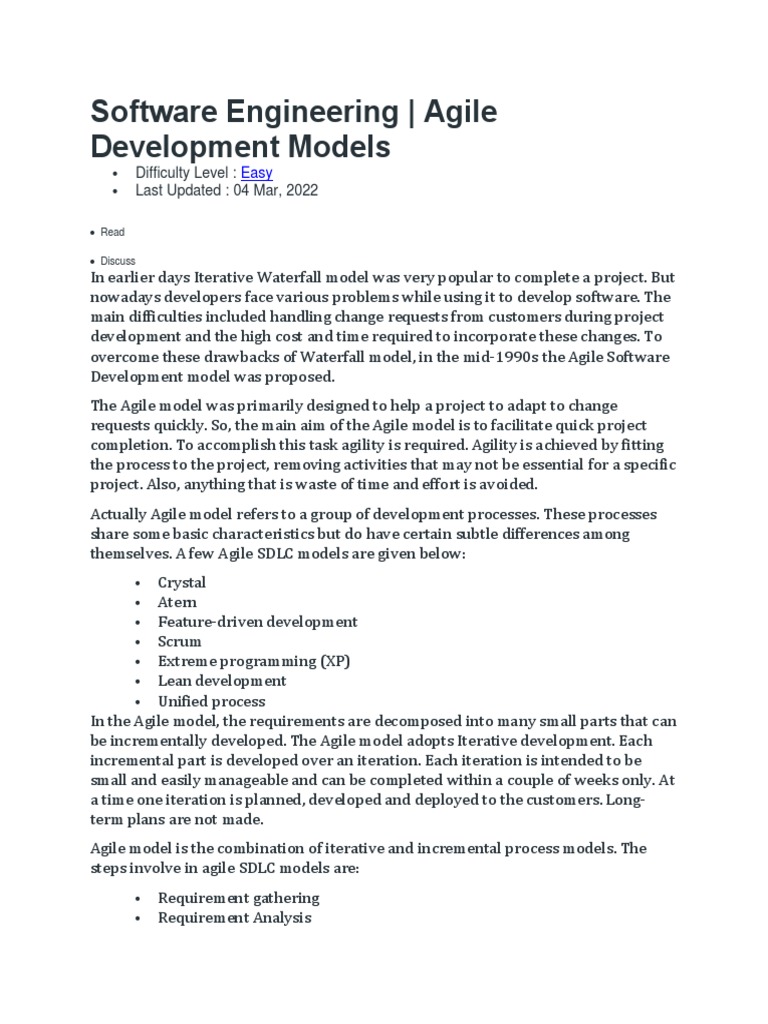 Agile Development | PDF | Agile Software Development | Software ...
