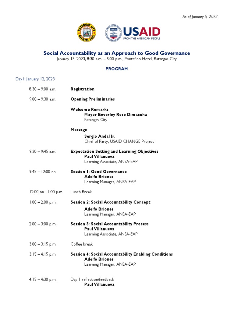 BAT - Social Accountability - Program - Final | PDF | Communication