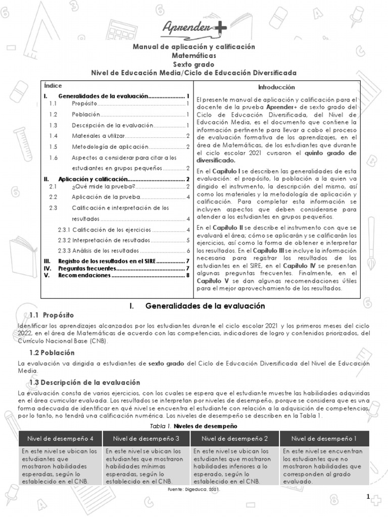6diver Manual Mate Aprender+ | PDF | Números | Evaluación