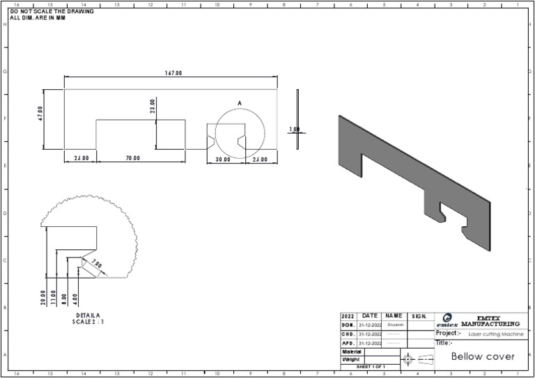 Bellow Cover: Do Not Scale The Drawing All Dim. Are in MM | PDF ...