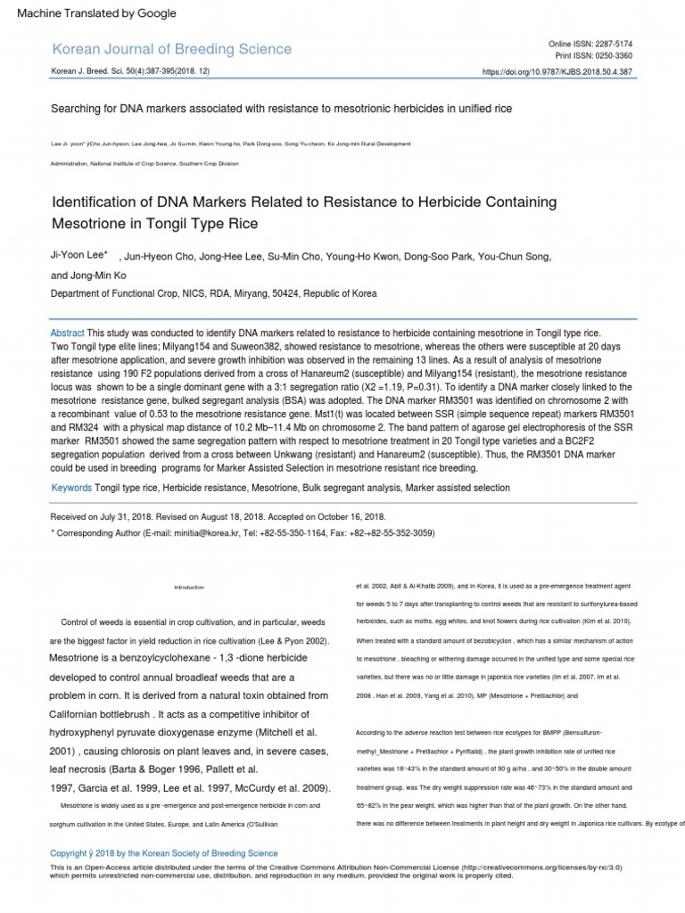 2018 Identification of DNA Markers Related To Resistanc - PDF Eng | PDF ...