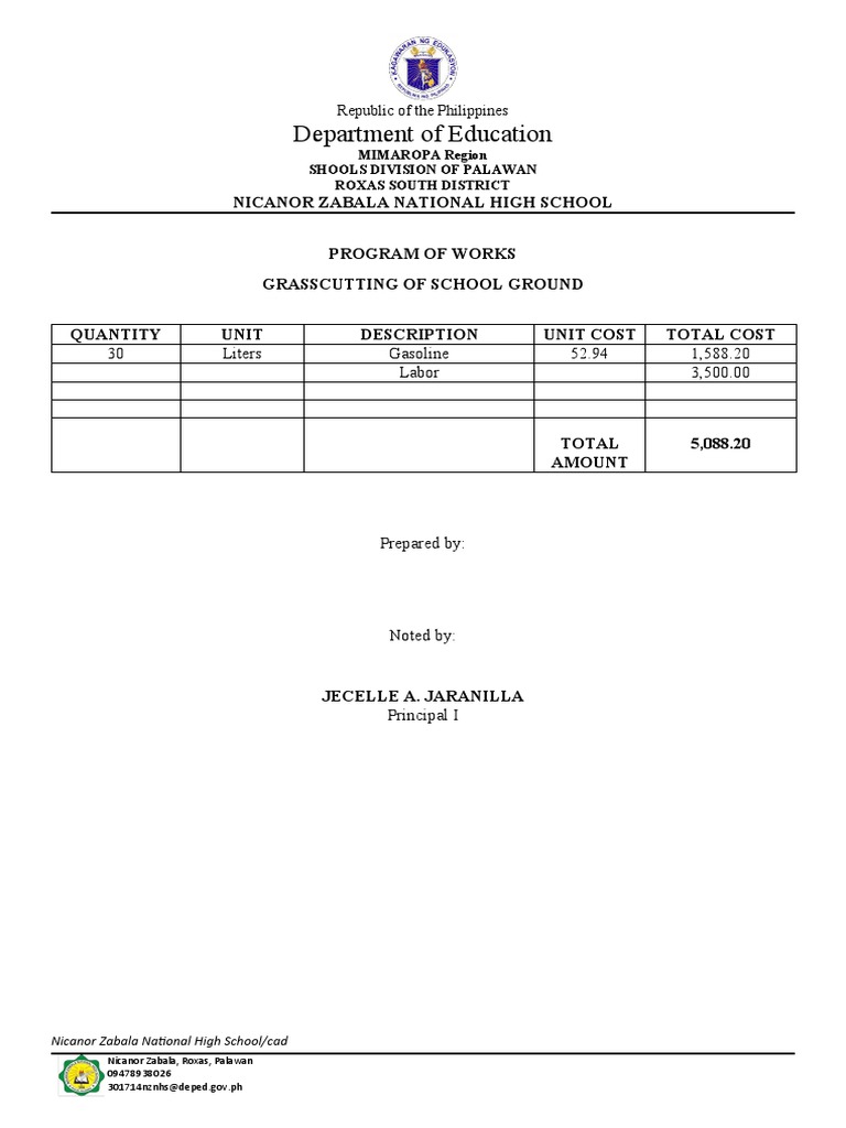 Sample Program of Works | Download Free PDF | Philippines