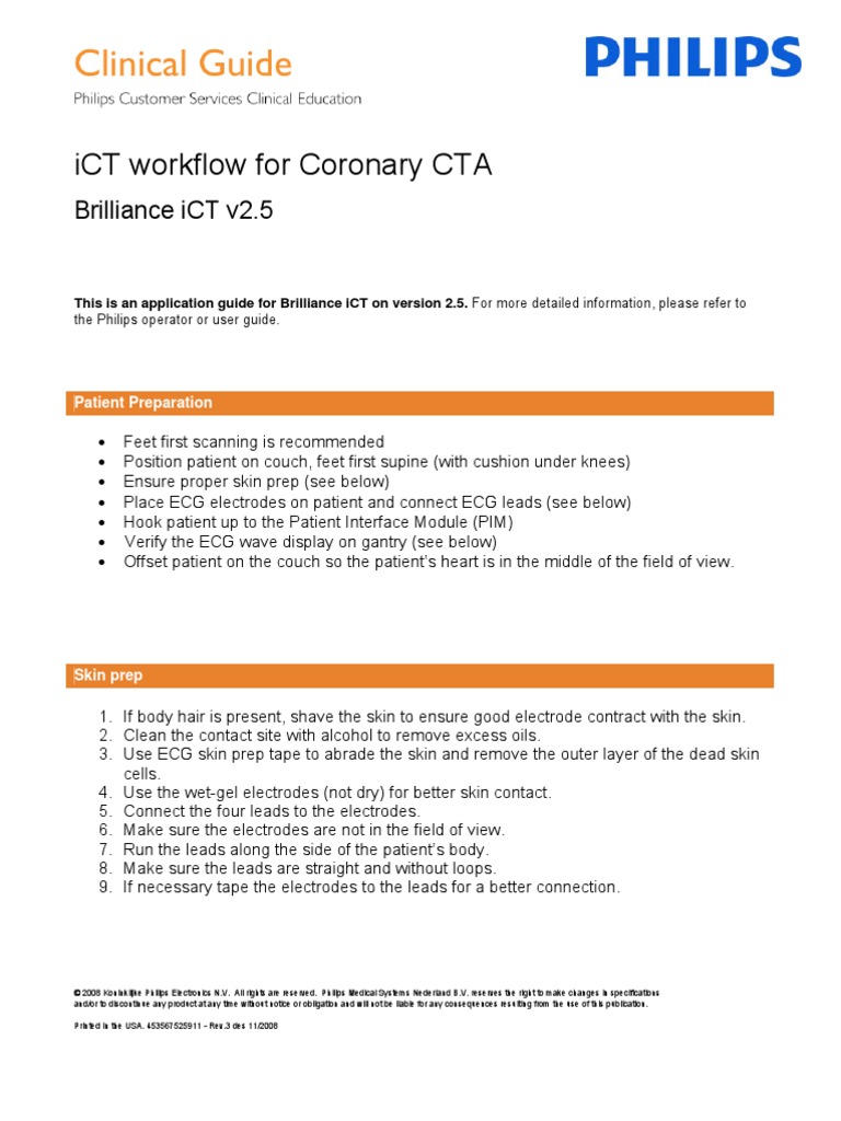 iCT Coronary CTA Workflow Version 3 | PDF | Heart | Electrocardiography