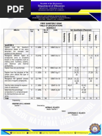 Table of Specifications: FIRST Quarter Examinations, SY 2019-2020 | PDF ...