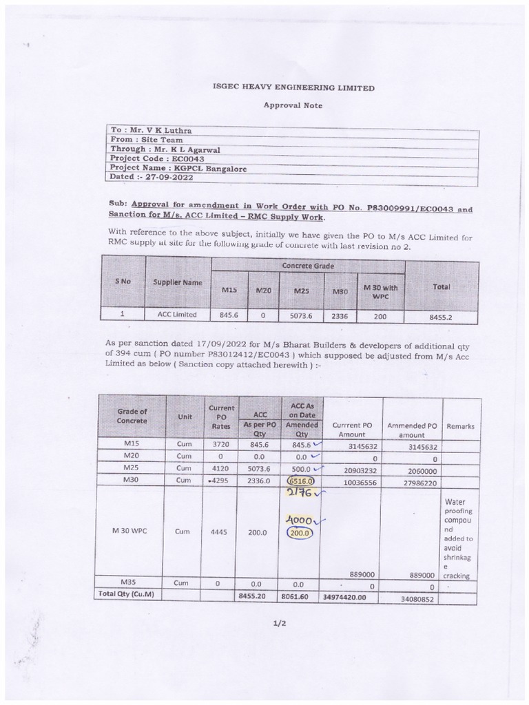 RMC Approval Note | PDF