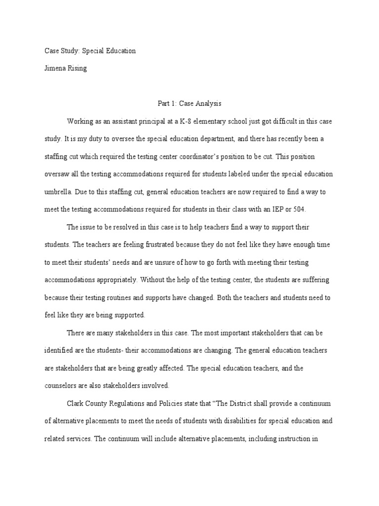 Case Study - Sped | PDF | Special Education | Individualized Education ...