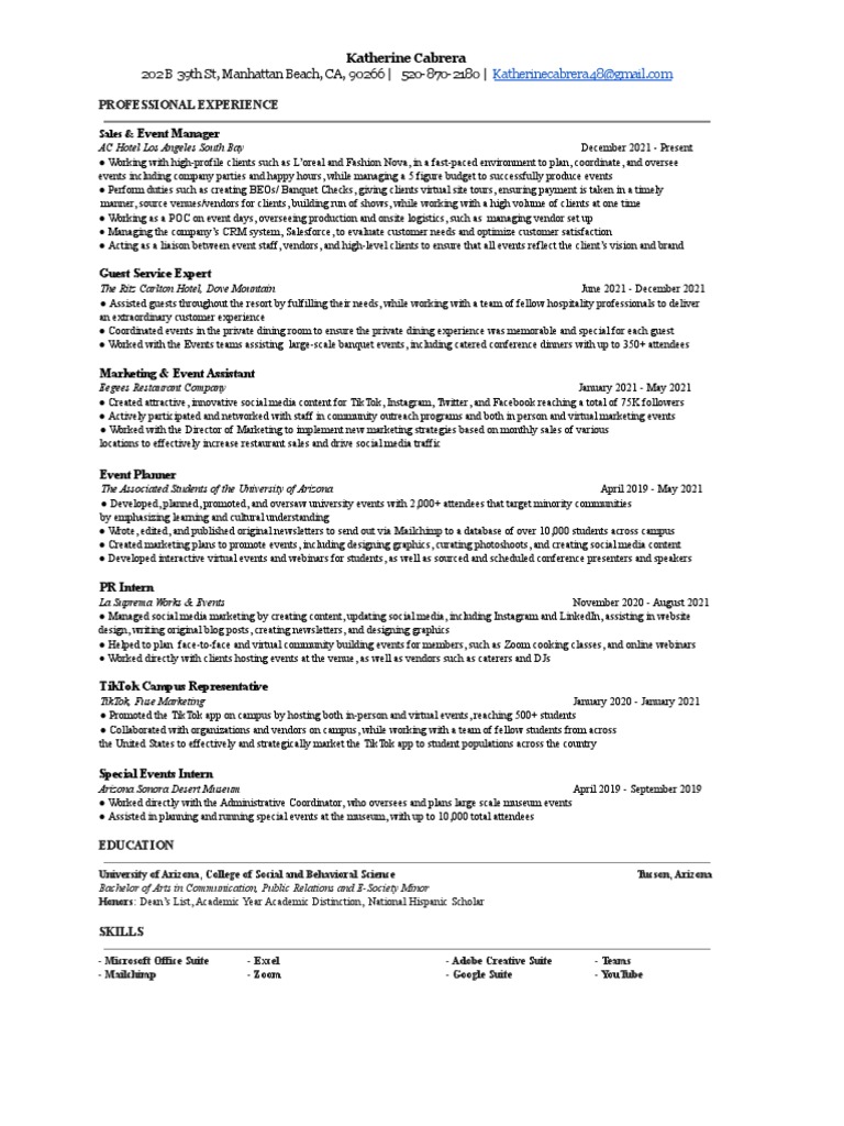 Katherine Cabrera Resume 2023 | PDF | Social Media | Popular Culture & Media Studies