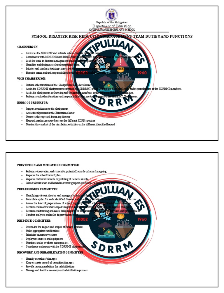 SDRRM Team Roles and Responsibilities | PDF | Emergency Management ...