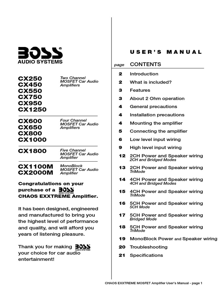 Boss Audio Systems Chaos Exxstreme Cx2000 Manual de Usuario | PDF ...