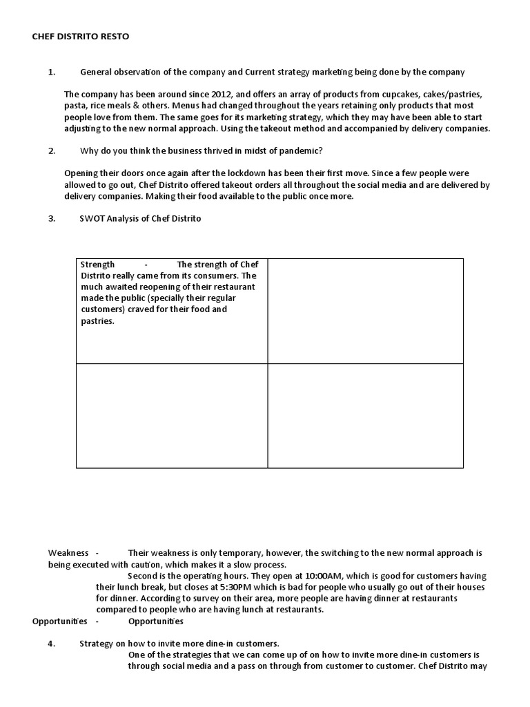 Case Study Chef Distrito | PDF | Restaurants | Meal