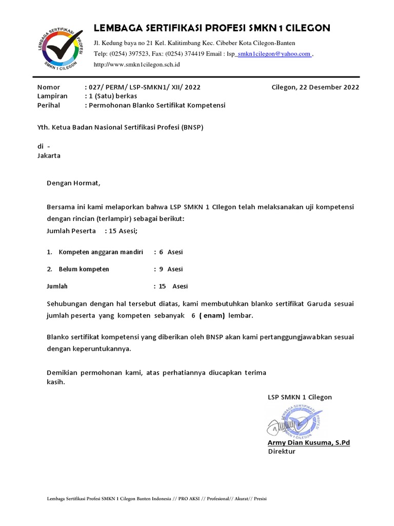 Surat Permohonan Blangko 2022 | PDF