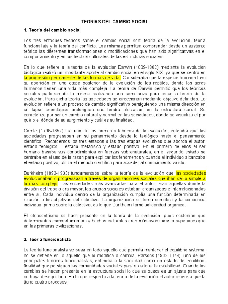 Teorias Del Cambio Social Descargar Gratis Pdf Evolución