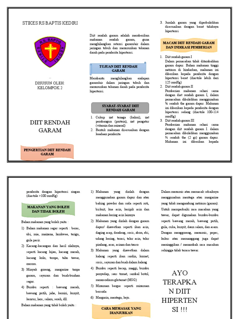 Leaflet Diit Rendah Garam | PDF