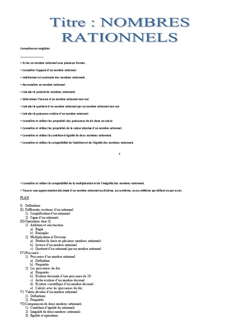 Nombre Rationnel | PDF