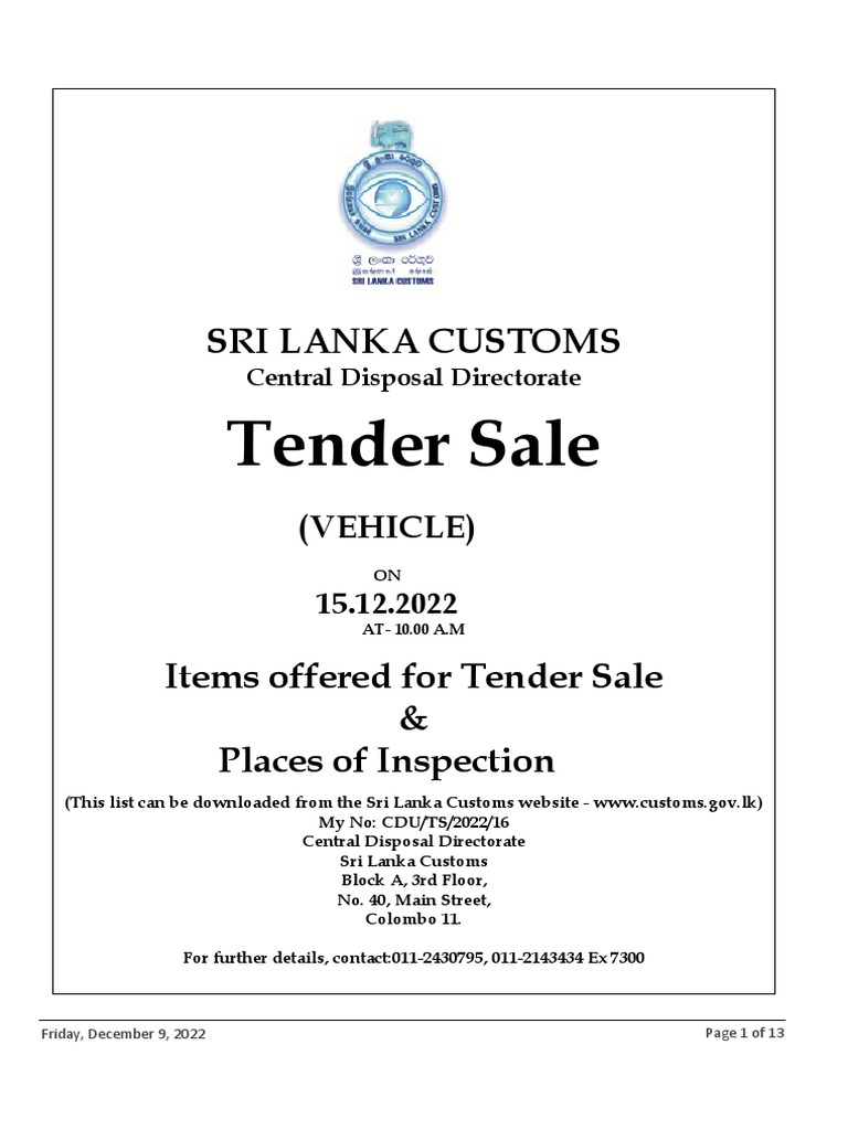 Vehicle Tender Sale16 20221215 | PDF | Engines | Motor Vehicle ...