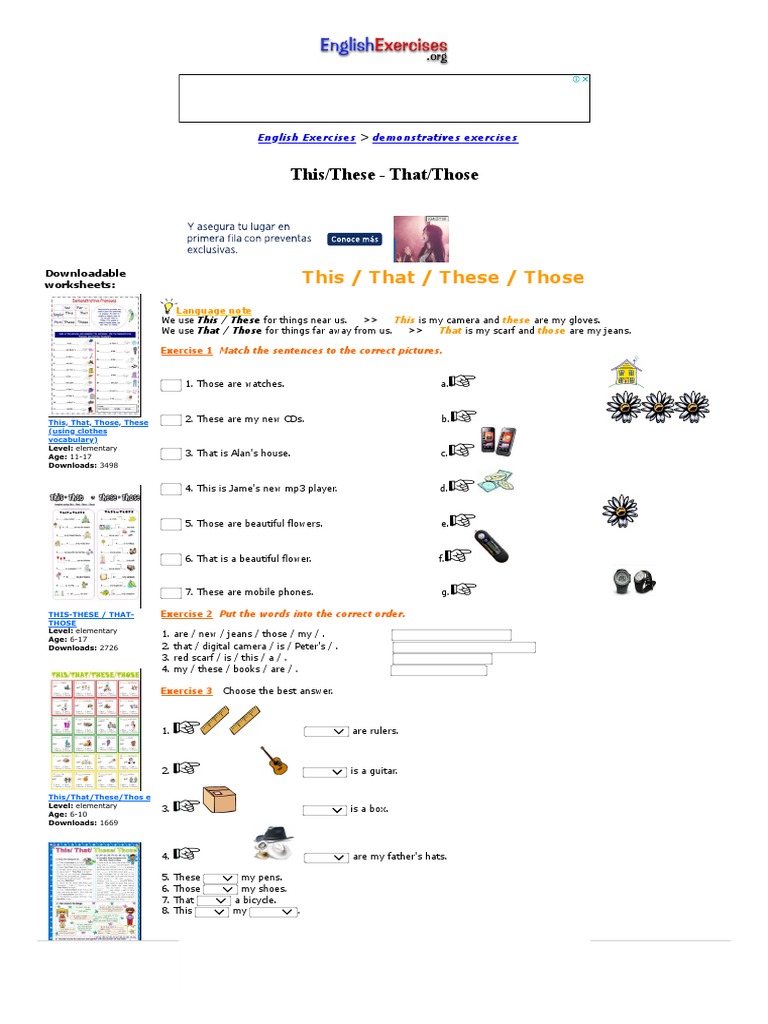 English Exercises - This - These - That - Those | PDF | Languages ...