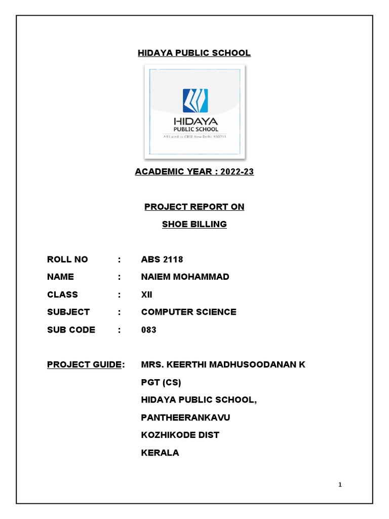 Shoe Billing System Project Report | PDF | Software Testing | Programming