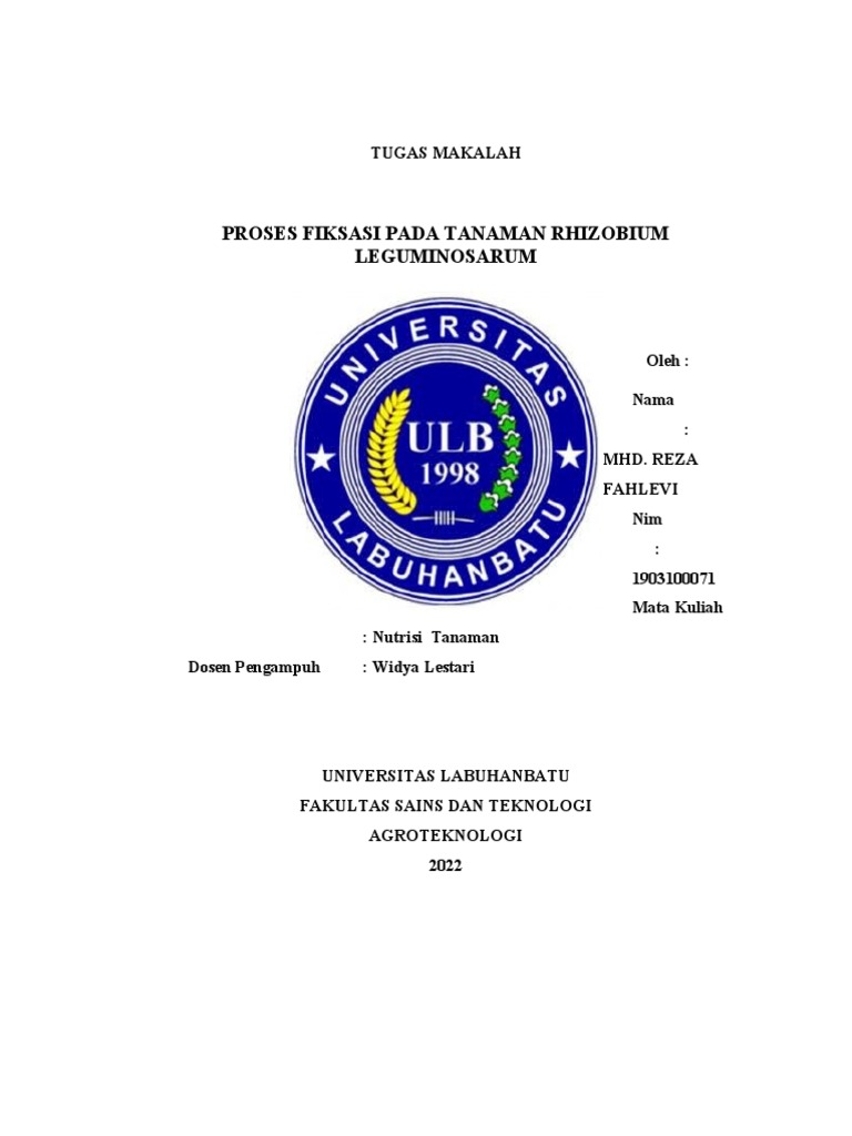 M. Reza Fahlevi - Makalah Rhizobium | PDF | Griya & Taman | Sains & Matematika