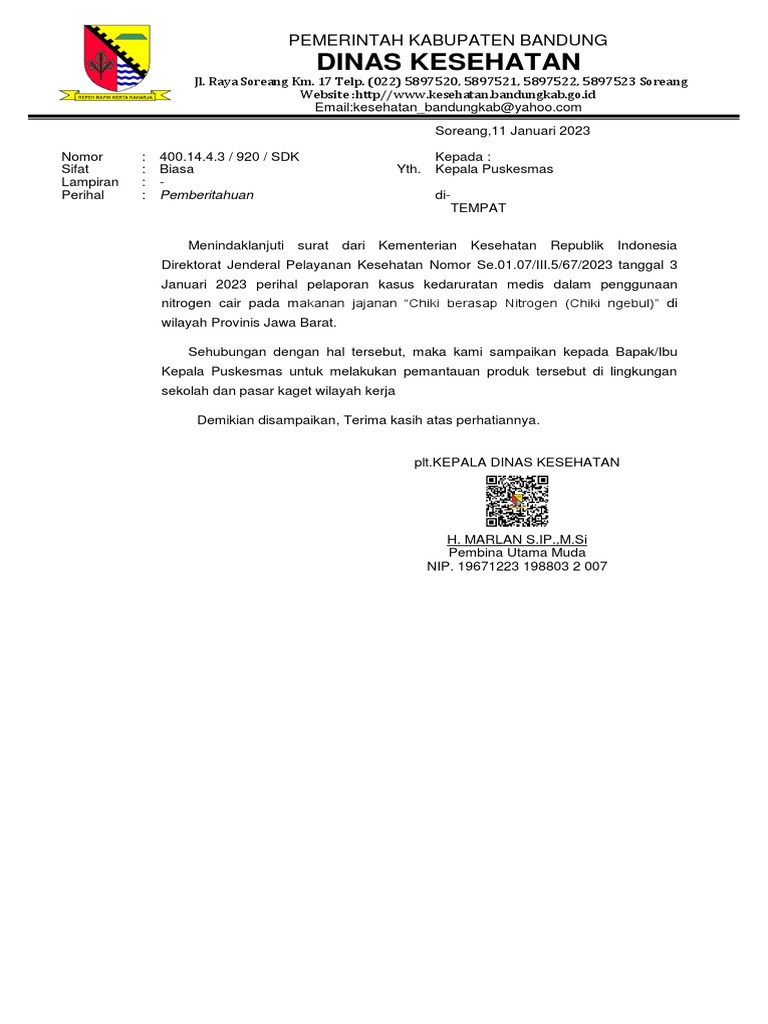 Surat Pemberitahuan Chiki Ngebul | PDF