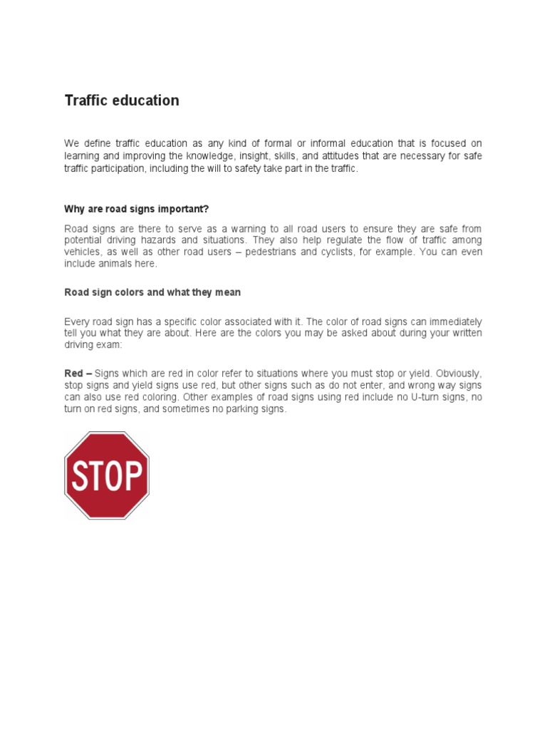 Traffic Education | PDF | Traffic | Road