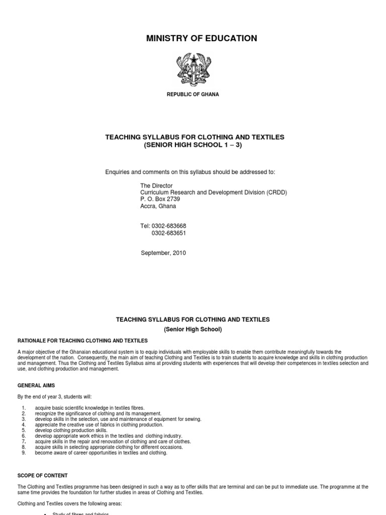 Clothing Textiles 15-10-10 | PDF | Educational Assessment | Teaching Method