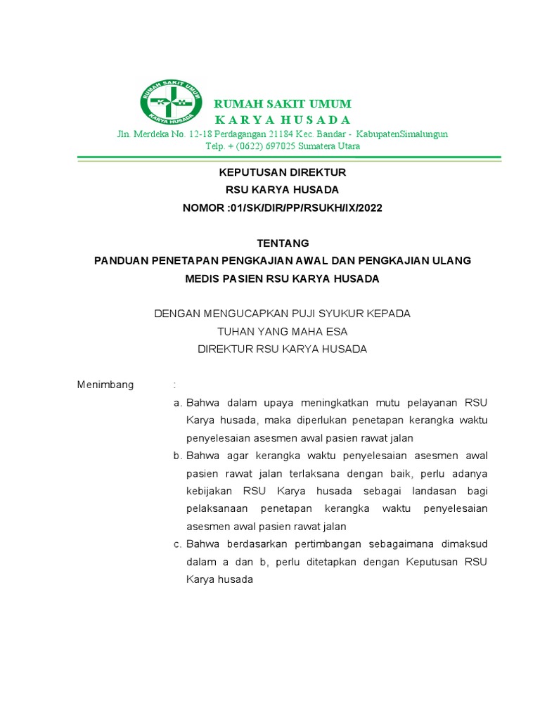 SK Kerangka Waktu Penyelesaian Asesmen PRJ | PDF