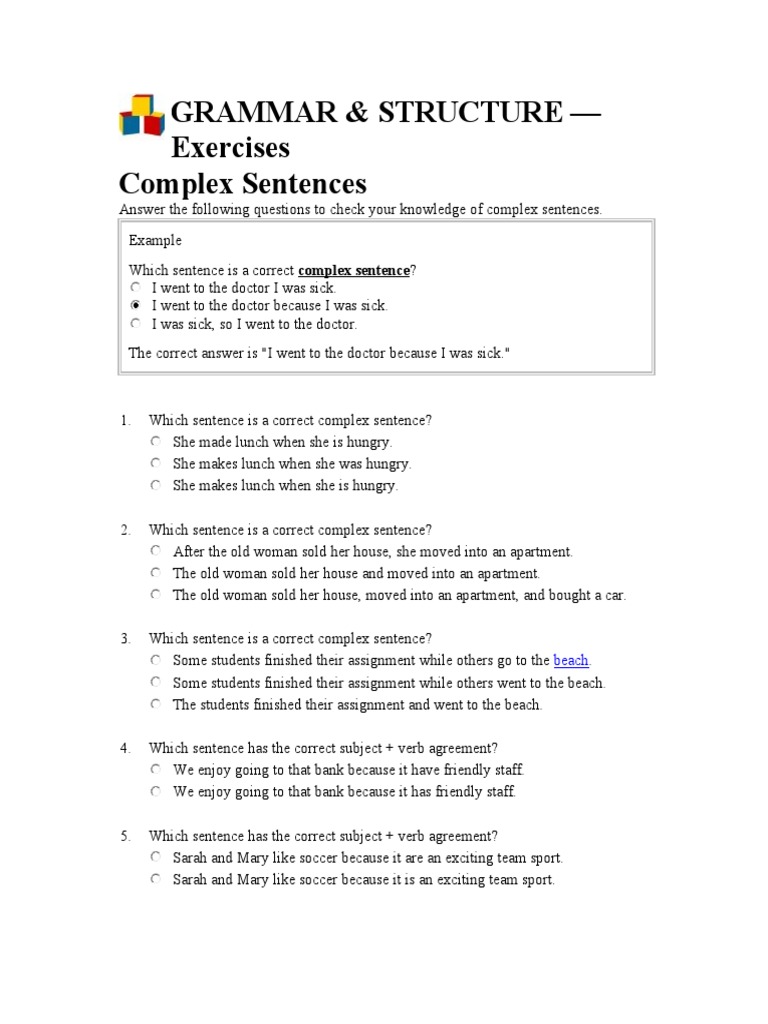 Compund and Complex Sentences Exercise | PDF | Verb | Sentence ...
