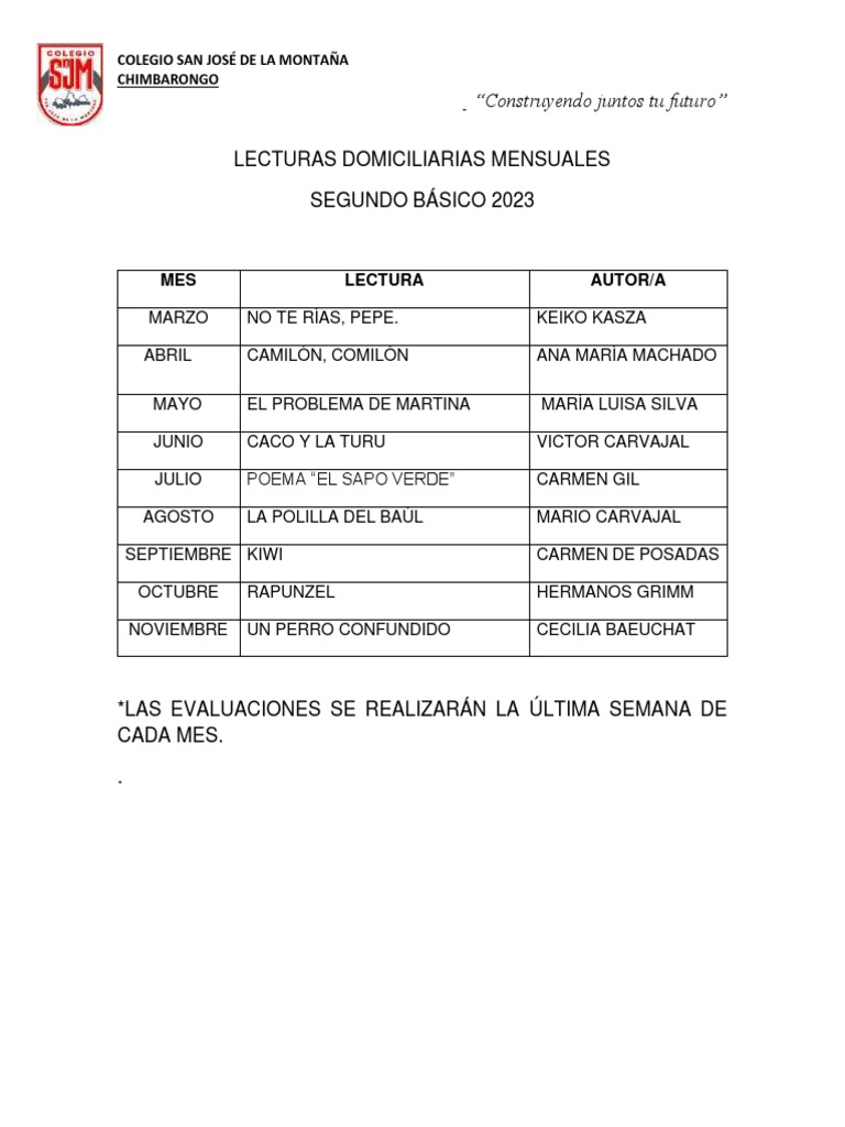 Segundo Basico Lecturas | PDF