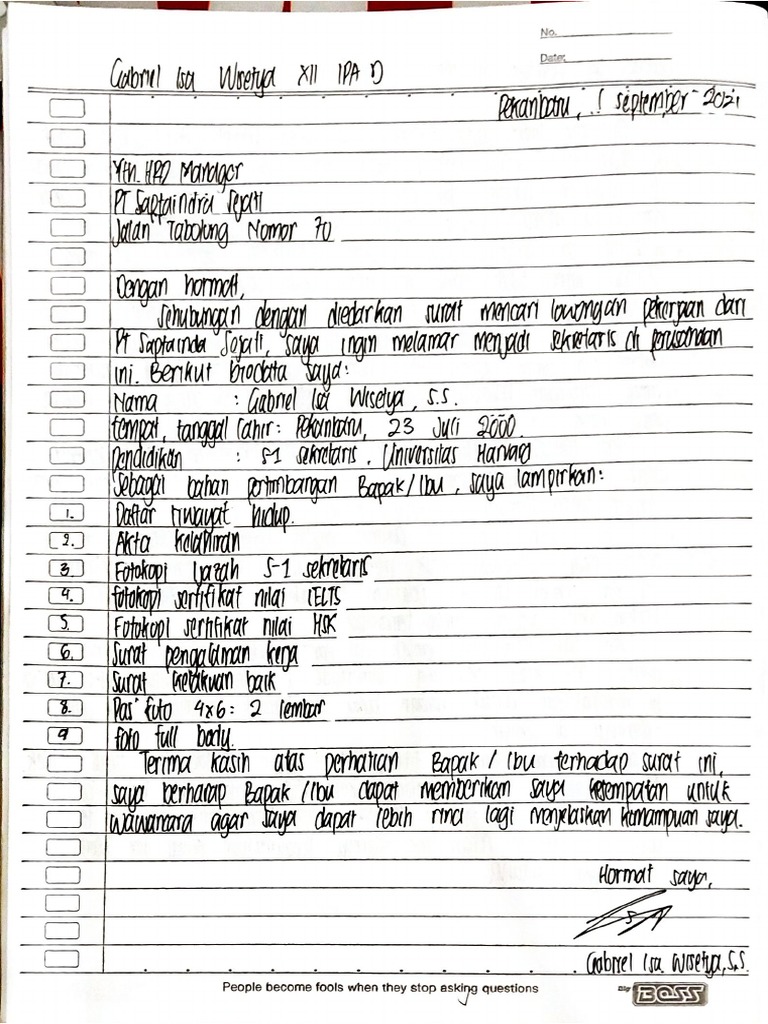 Gabriel Isa Wisetya XII IPA D BINDO - Keterampilan | PDF