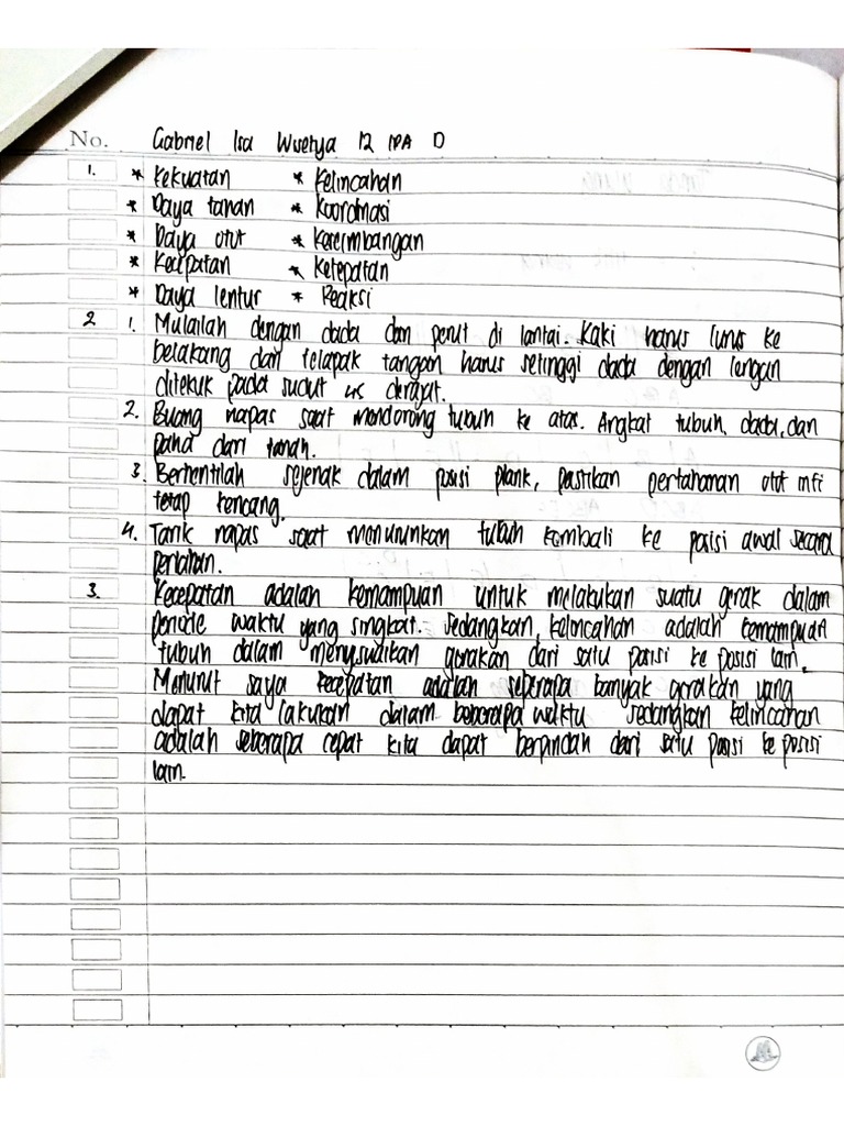 Gabriel Isa Wisetya XII IPA D PJOK - EXERCISE | PDF