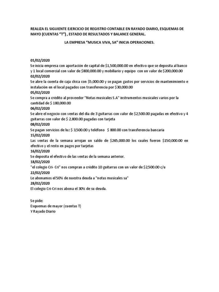 Tarea Ejercicio de Registro Contable 1 | PDF