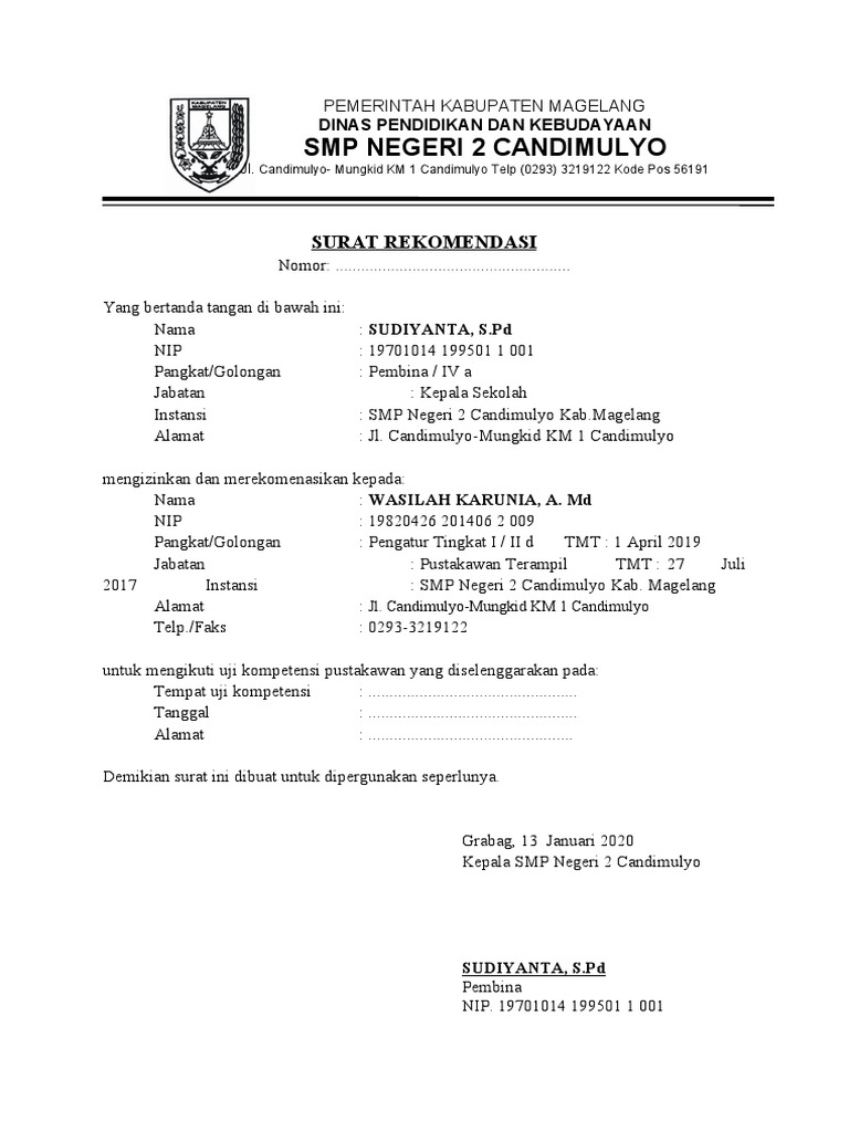 Surat Rekomendasi | PDF