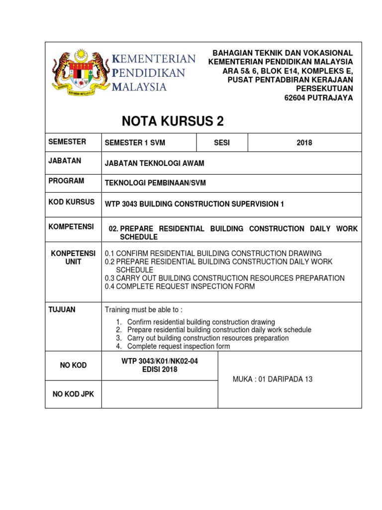 K2.nota Kursus Wtp3043-2 CG John | PDF