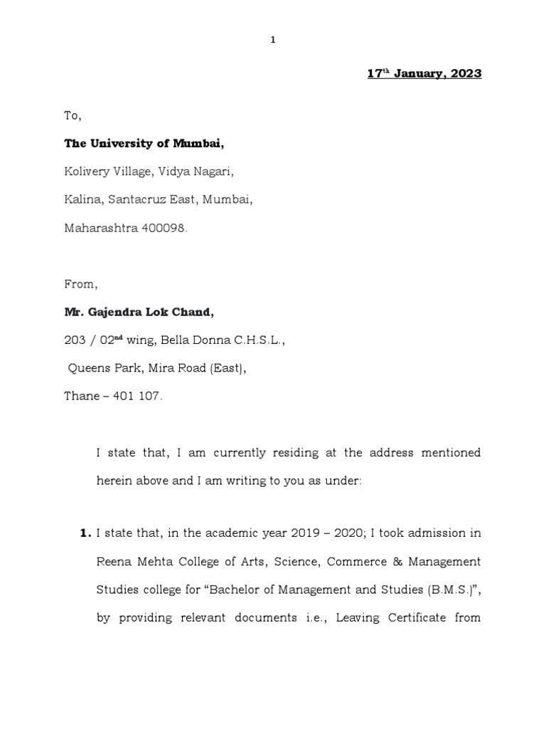 Notice To University Against Reena Mehta CLG (Gajendra) | PDF | Justice ...