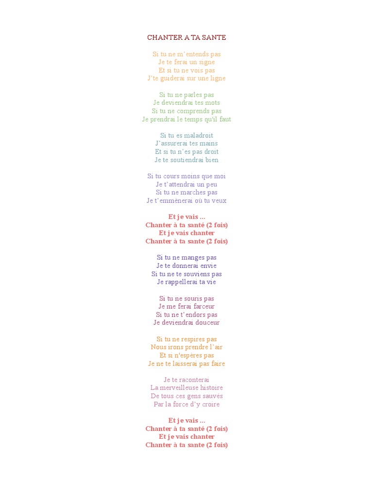 Chanter à ta santé | PDF