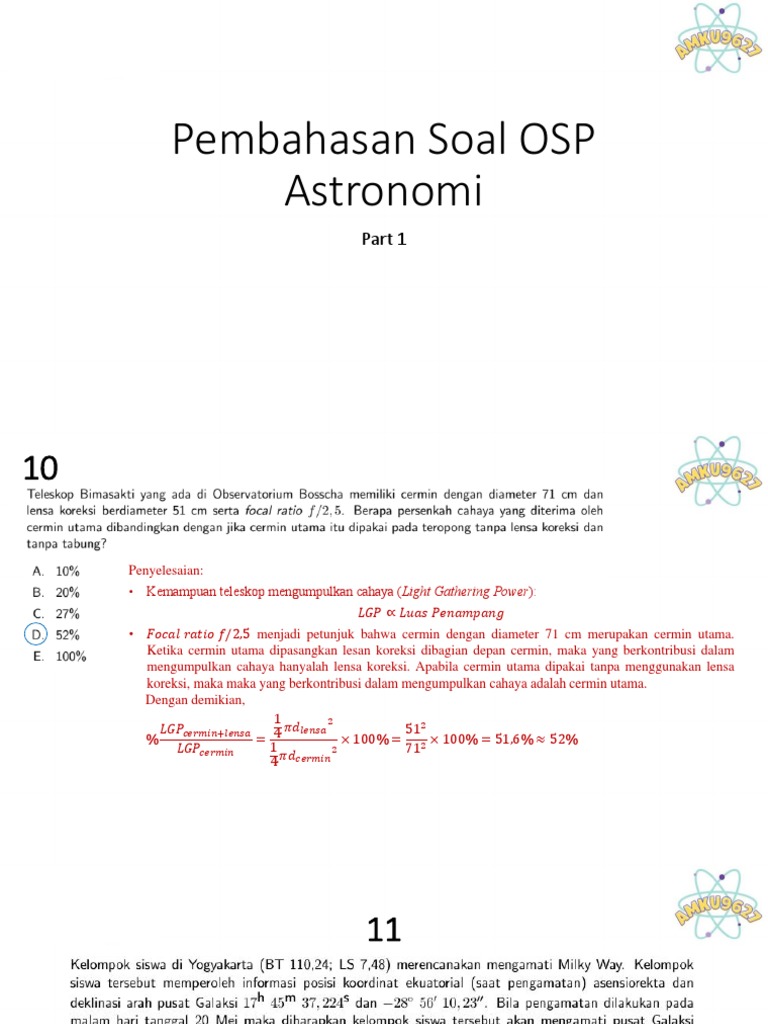 Pembahasan Soal OSP Astronomi Part 4 | PDF