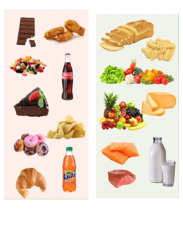 Alimentos Saludables y No Saludables | PDF