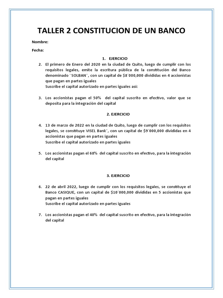 Requisitos de Capital para Solban | PDF