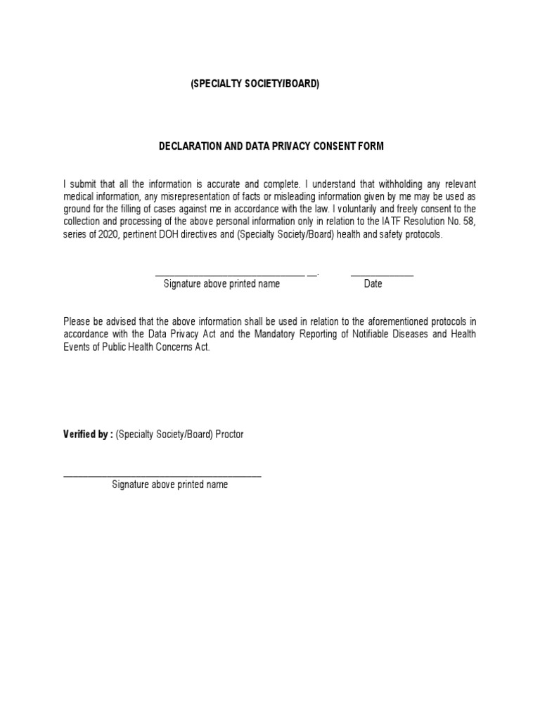 Declaration and Data Privacy Consent Form Final Copy 2 | PDF