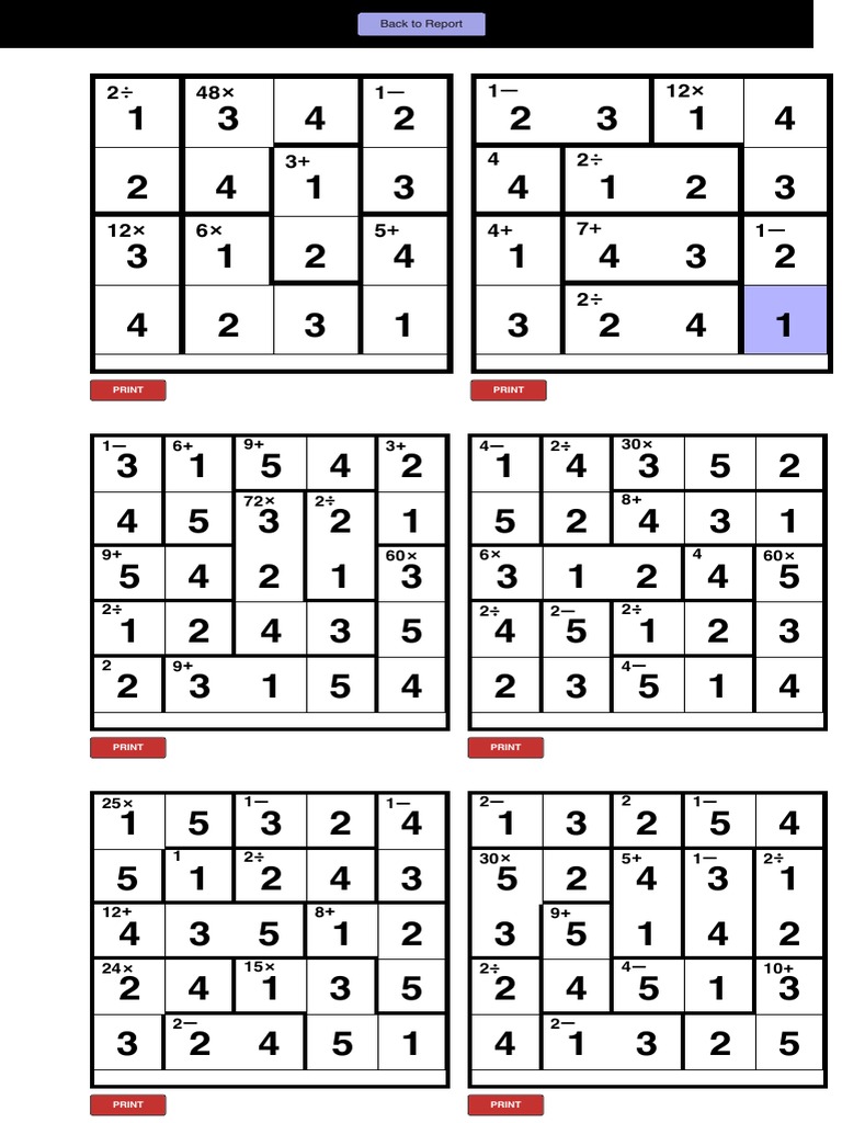 KENKEN Challenge Solution | PDF