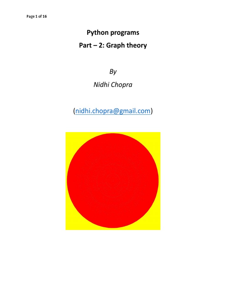 Python Programs-Part 2-Graph Theory | PDF | Graph Theory | Vertex (Geometry)