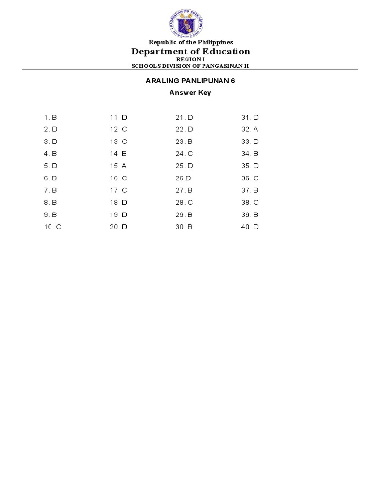 Ap 6 Answer Key | PDF