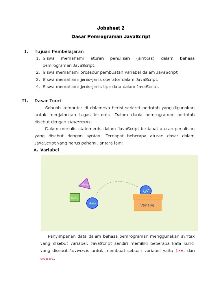 Jobsheet 2 Dasar Pemrograman JavaScript | PDF