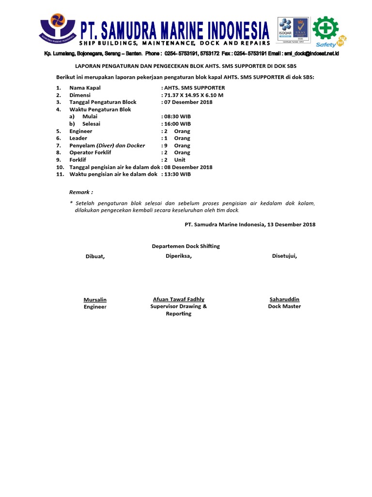 Lampiran Laporan Ke HRD Ahts. SMS Supporter | PDF
