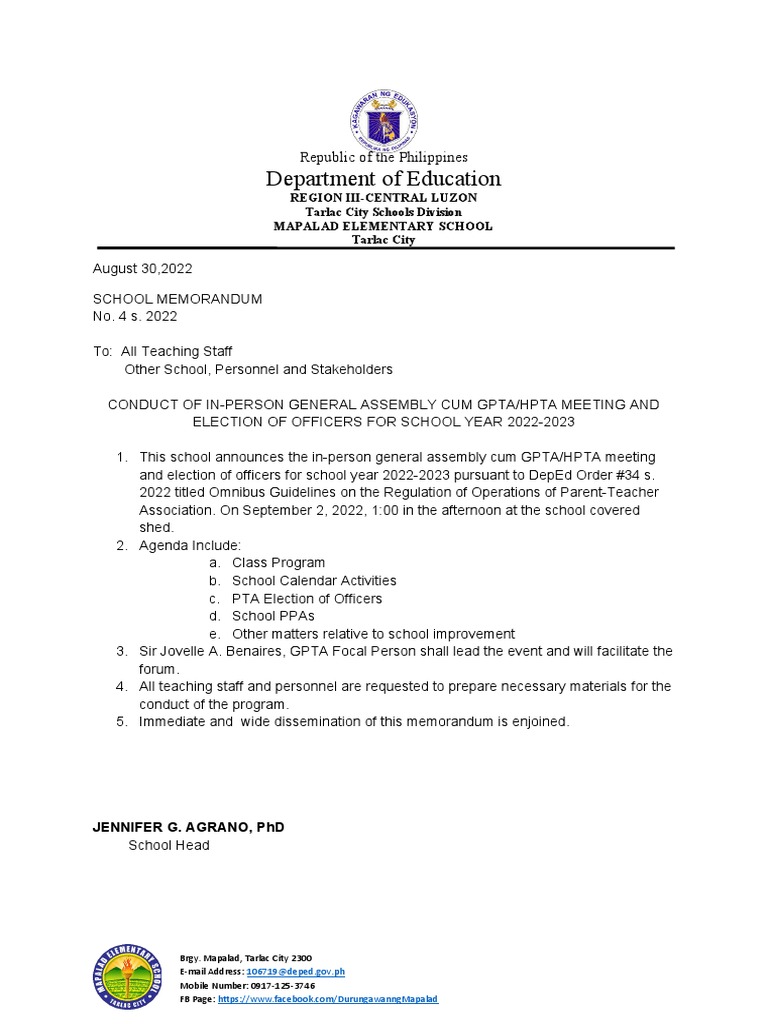 GPTA Meeting MEMORANDUM | PDF